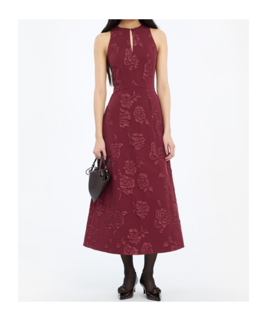 ROTATE BY BIRGER CHRISTENSEN ROTATE Jacquard Flared Midi Dress